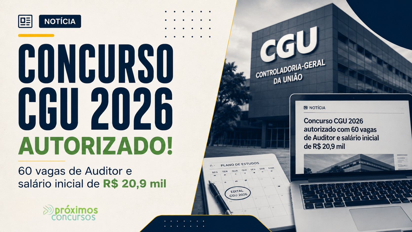 Concurso CGU 2026: Autorizado com 60 vagas de Auditor e salário inicial ...